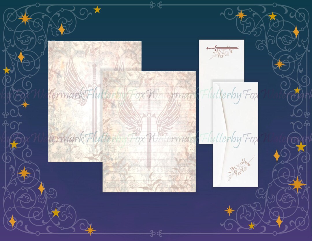 Valkyrie Stationery Paper | Winged Warrior Writing Paper | Sword ...