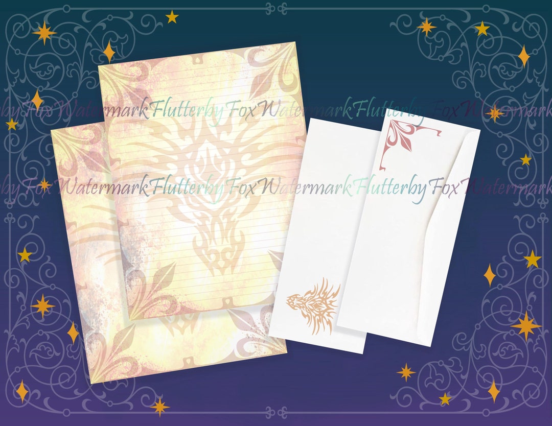 Dragon Fire Writing Paper | Dragon Stationery Set | Fantasy Stationery ...
