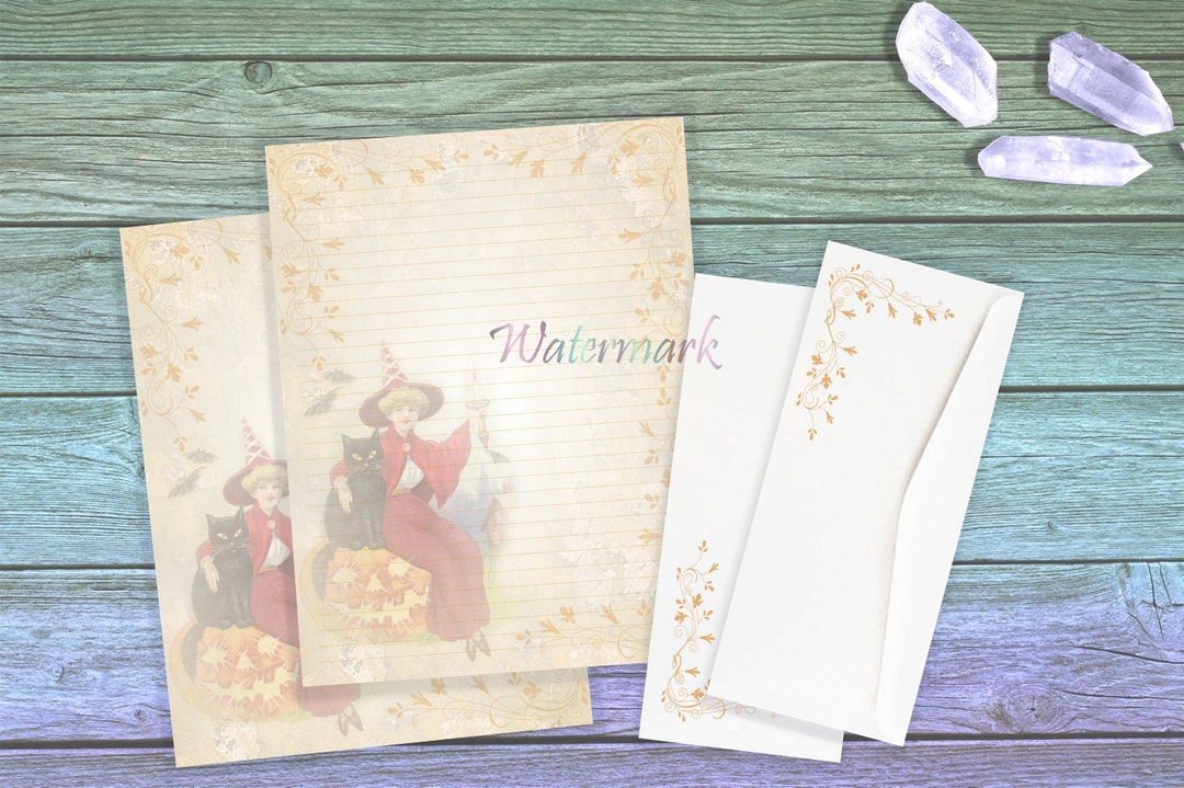 Victorian Witch Writing Paper Set Vintage Halloween Stationery Vintage ...