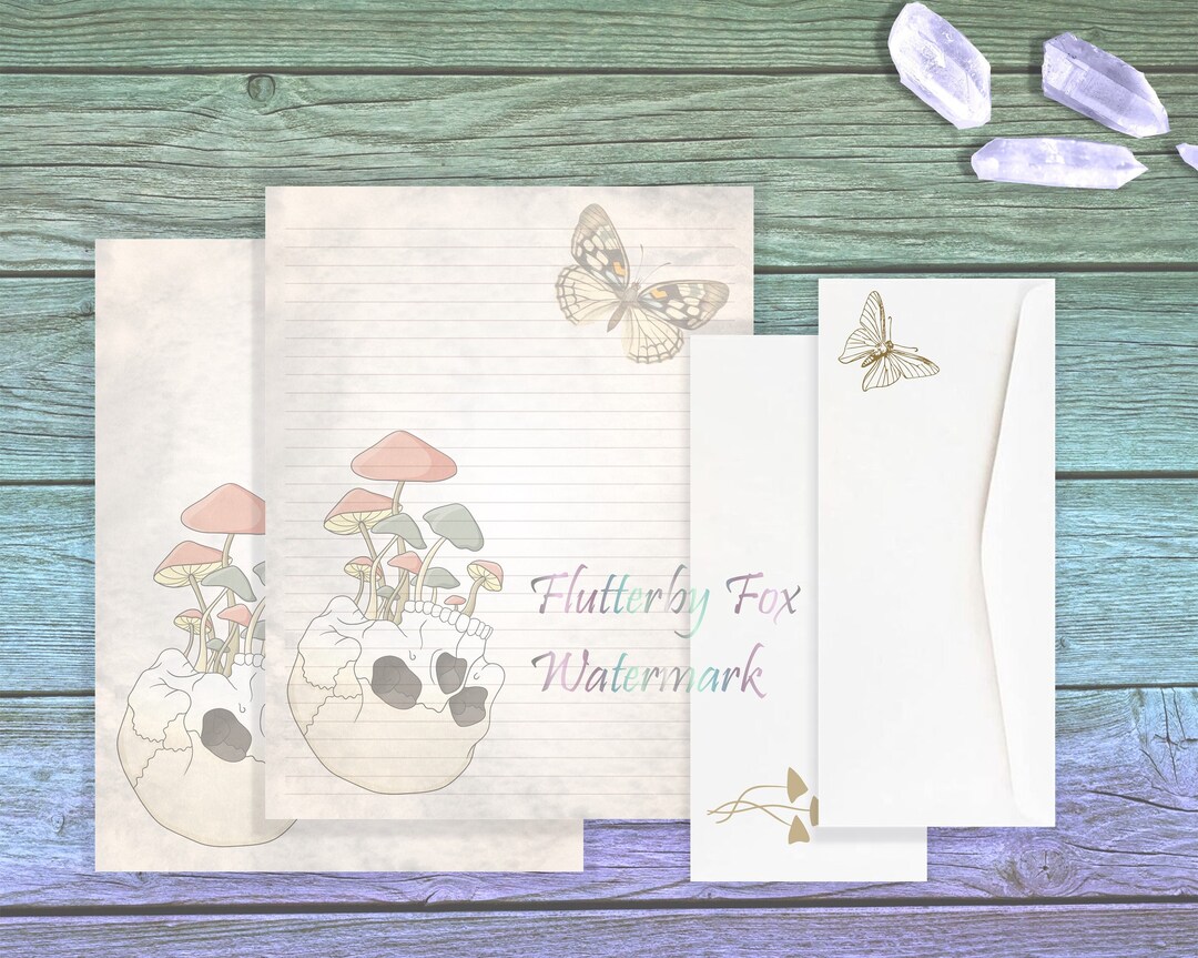 Mushroom Skull Writing Paper Set Shroom Skull Paper Skull - Etsy