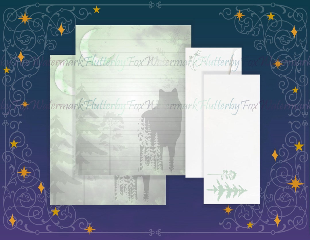 Wolf Forest Writing Paper Set | Wolf Stationery Paper | Letter Paper ...