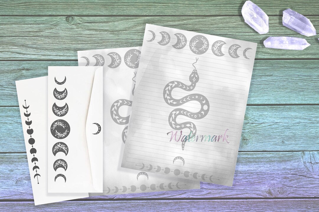 Mystic Moon Snake Moon Writing Paper Moon Stationery Snake Witch Paper ...