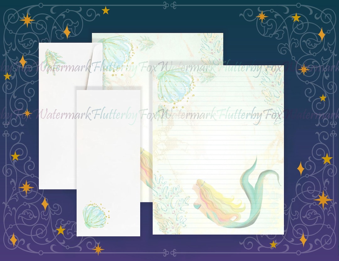 Mermaid Stationery Set | Mermaid Writing Paper | Mermaid Letter Paper ...