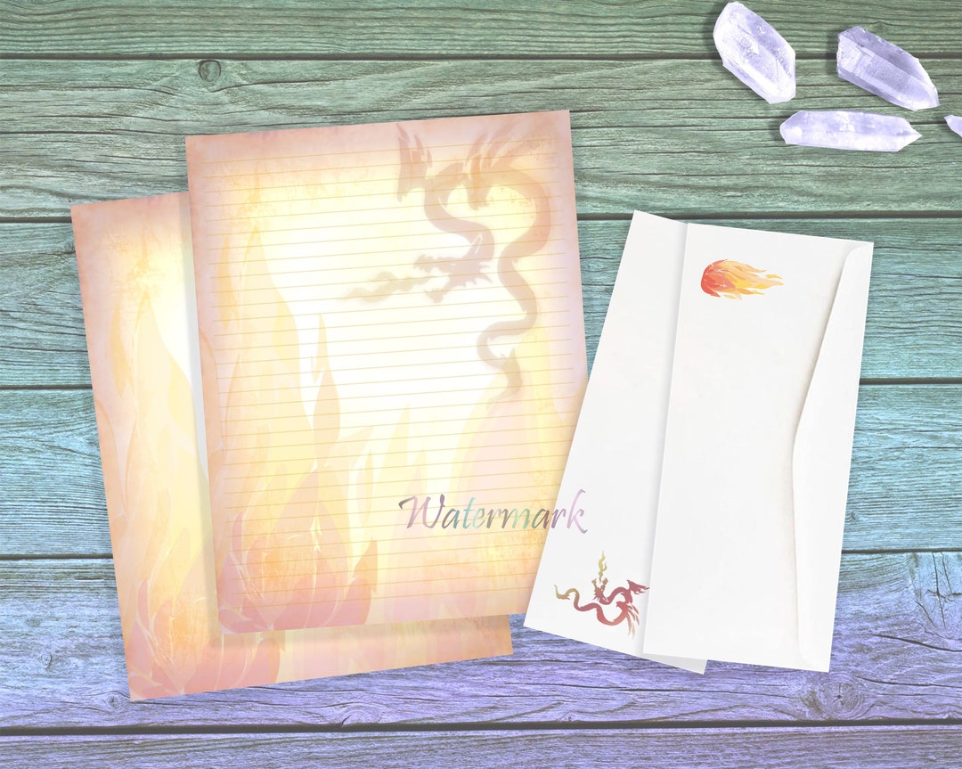 Red Dragon Writing Paper Set Dragon Stationery Stationery Paper Dragon ...