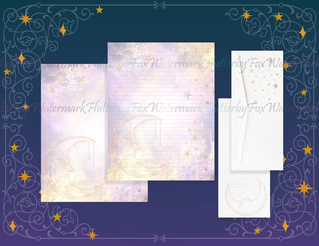 Golden Moon Stationery Set | Moon Writing Paper | Starry Stationery Set ...