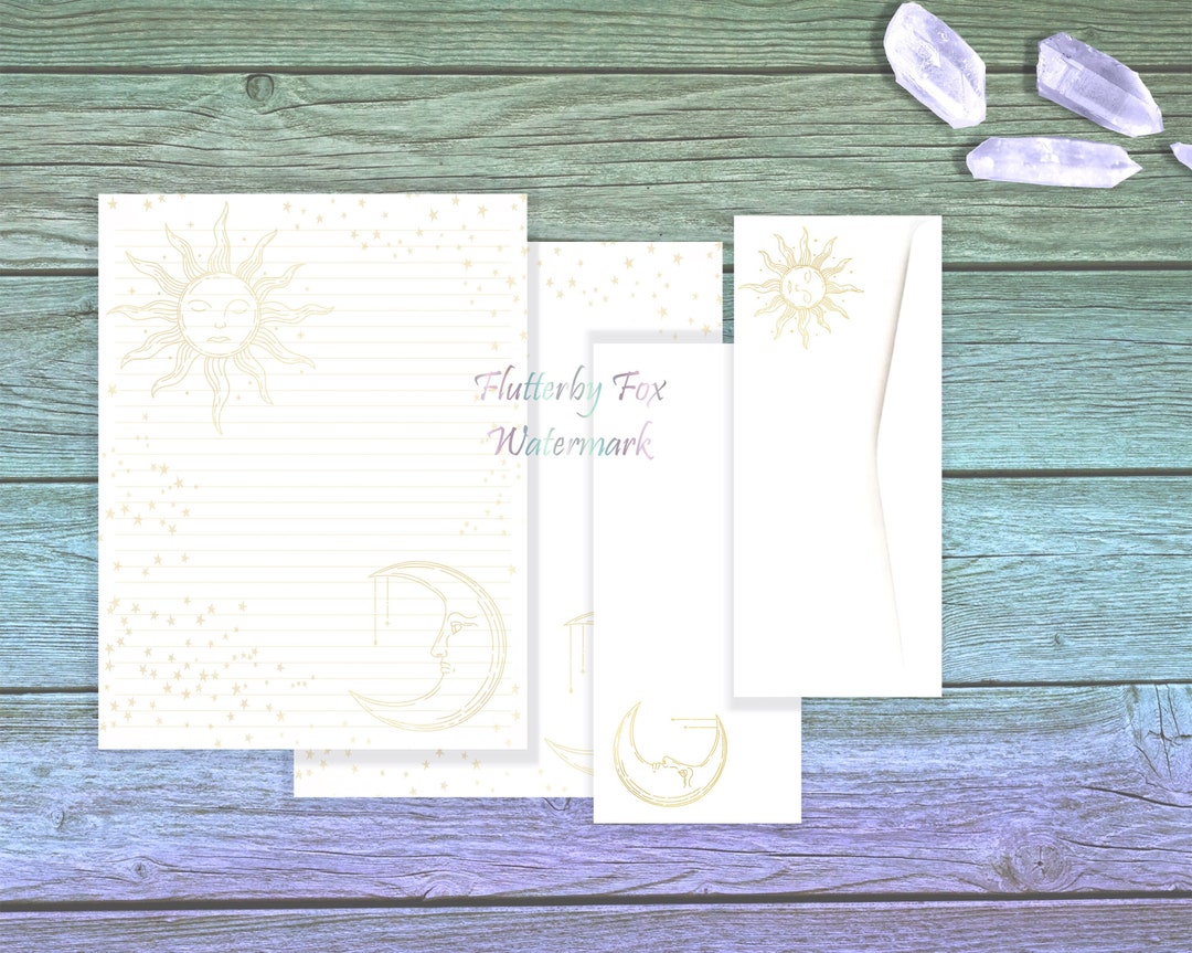 Sun and Moon Stationery Set Sun Writing Paper Moon Stationery Page Sun ...