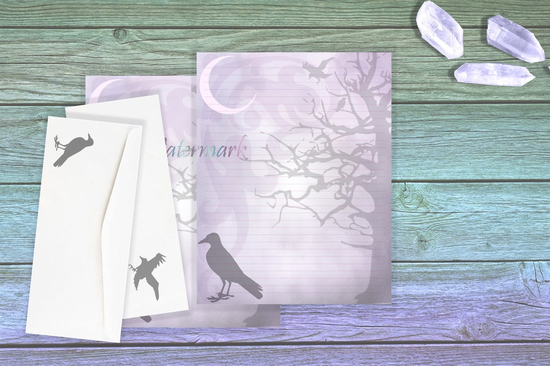 Moon Raven Writing Paper Raven Stationery Set Crow Letter Paper ...