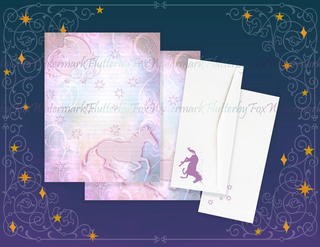 Unicorn Moon Writing Paper | Fantasy Stationery Set | Unicorn Letter ...