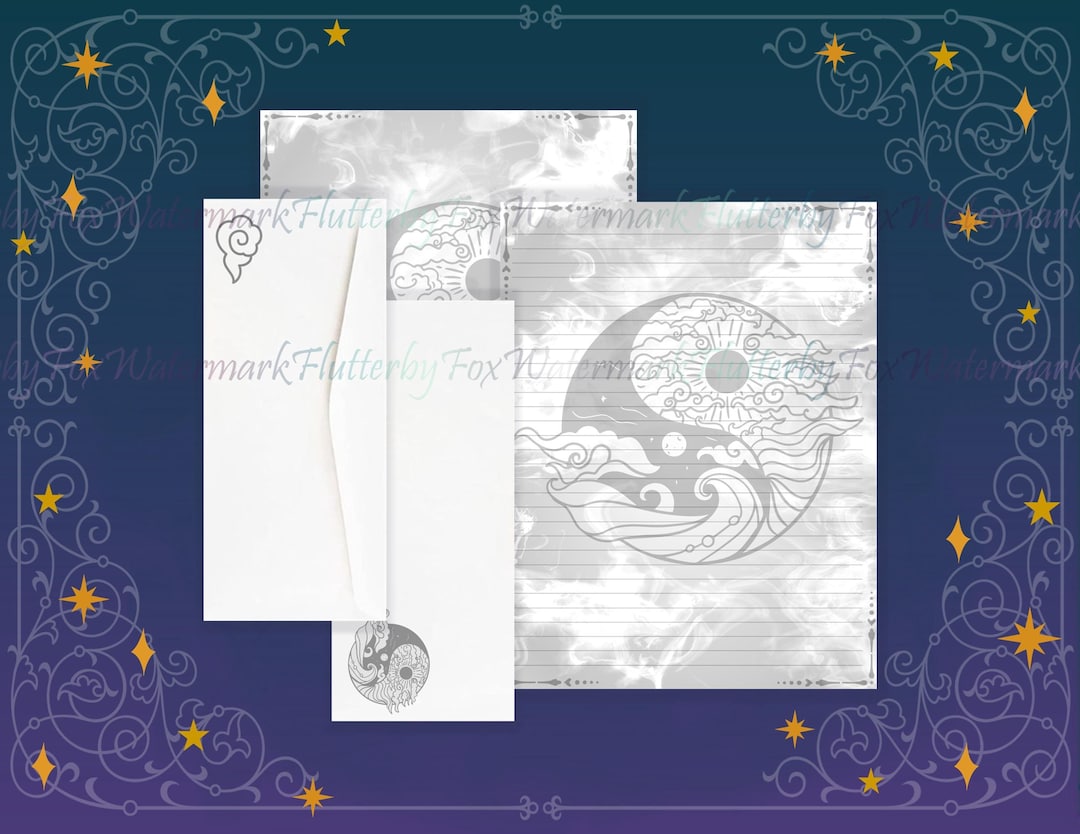 Yin and Yang Writing Paper Set | Yin Yang Stationery | Sun and Moon ...