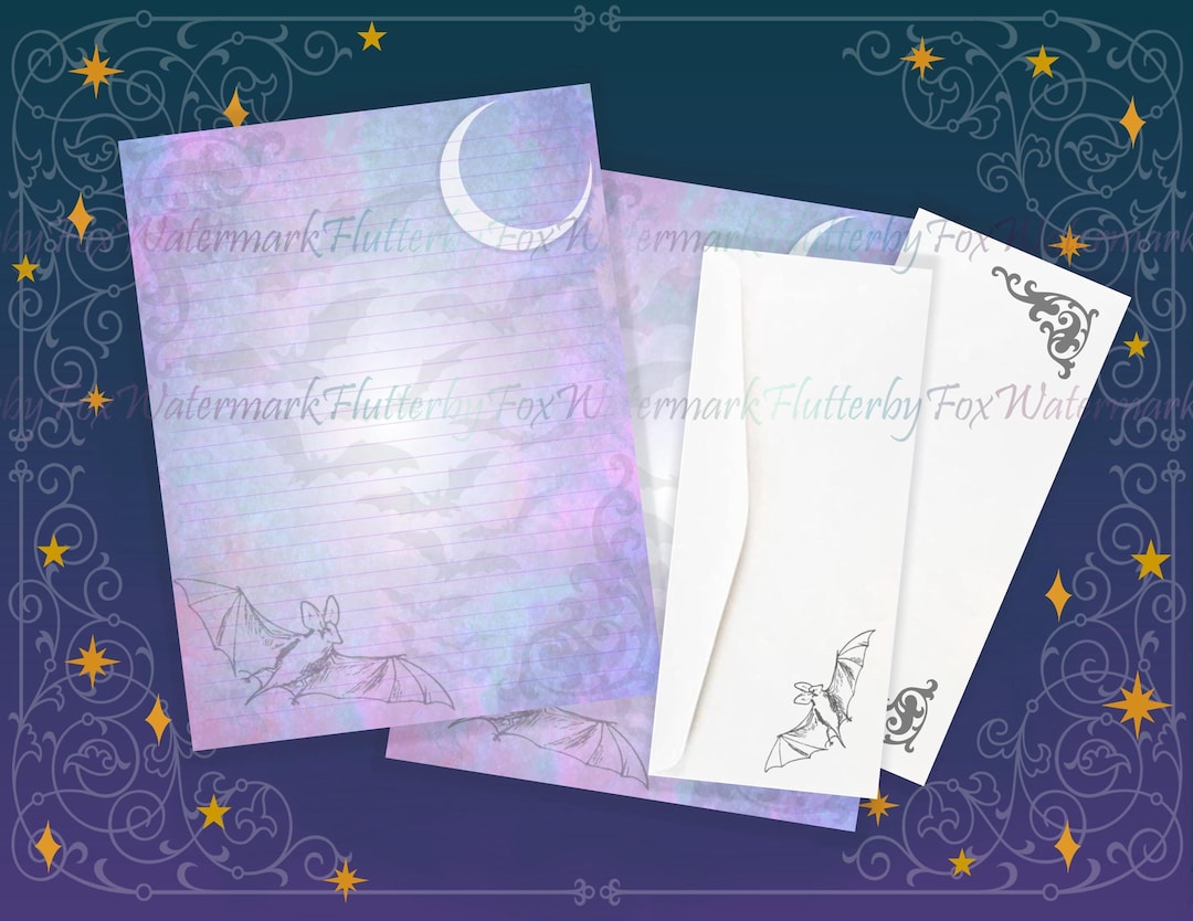 Moonlight Flight Stationery Set | Bat Writing Paper | Gothic Pages ...