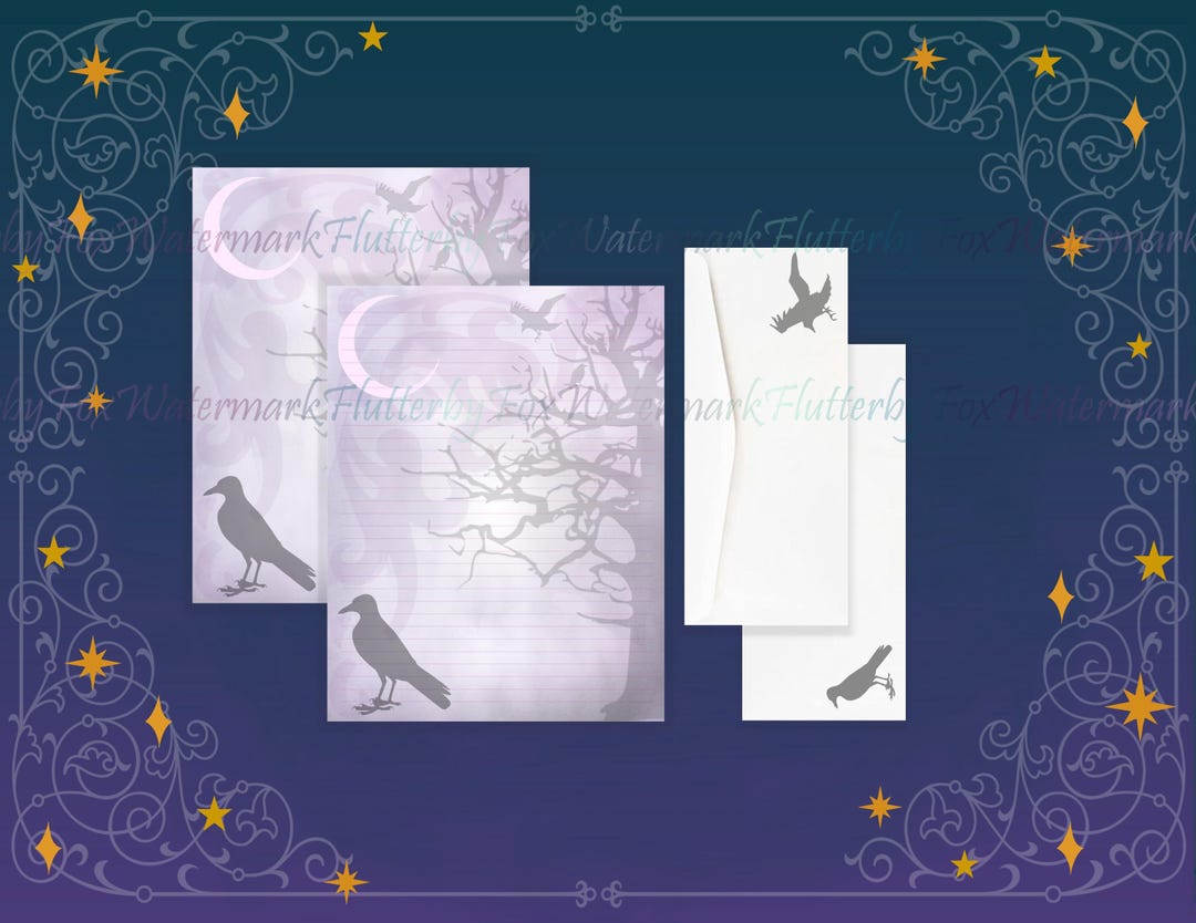 Raven Tree Writing Paper | Raven Stationery Set | Crow Letter Paper ...