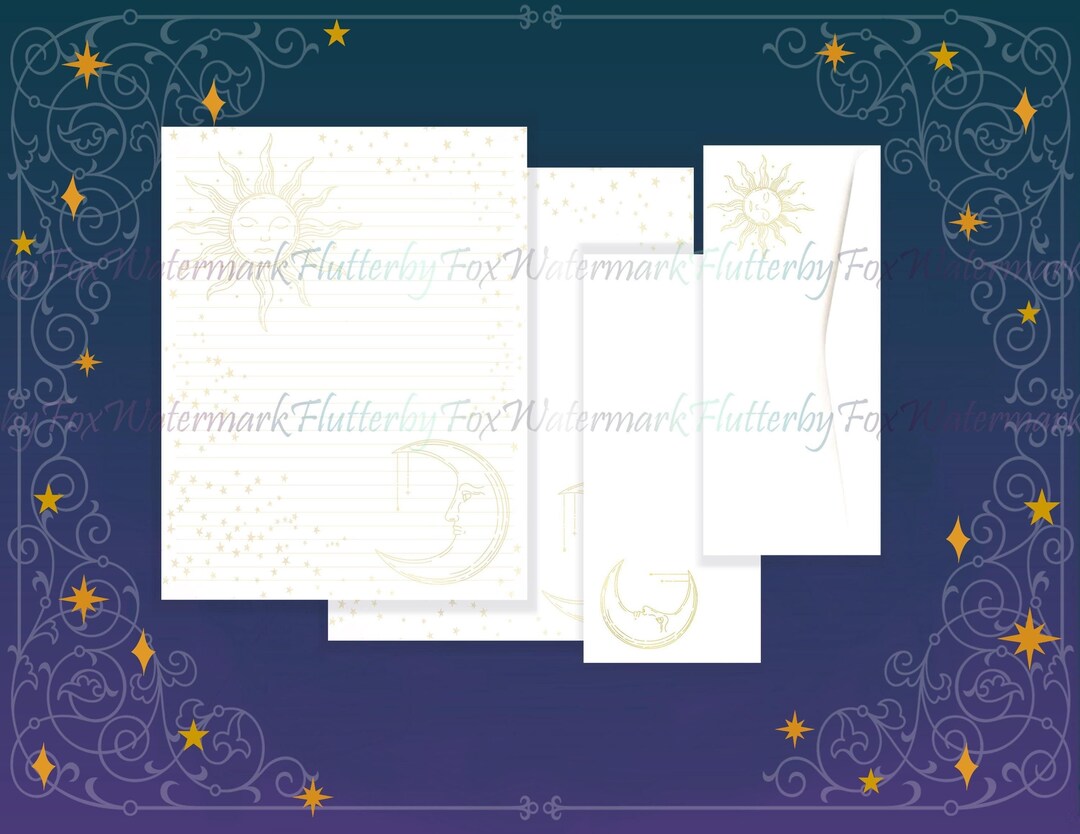 Sun and Moon Stationery Set | Sun Writing Paper | Moon Stationery Page ...