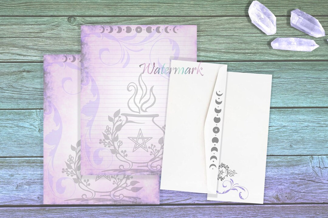 Purple Cauldron Writing Paper Cauldron Stationery Witchcraft Paper ...