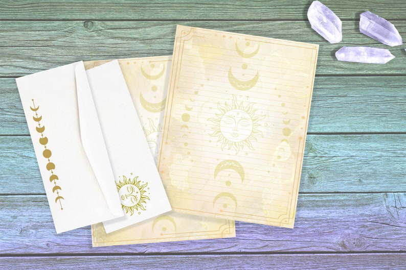 Sun Spell Writing Paper Set Sun Letter Paper Golden - Etsy