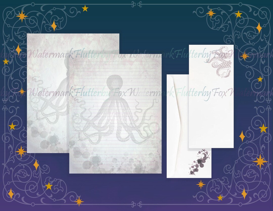 Octopus Stationery Paper Set | Ocean Writing Paper | Octopus Page ...