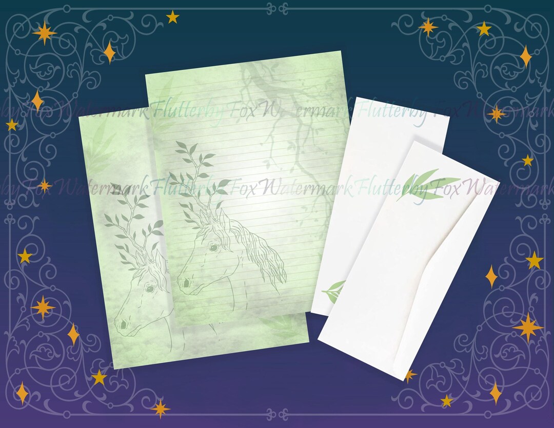 Dryad Unicorn Stationery | Fantasy Writing Paper | Woodland Unicorn Set ...