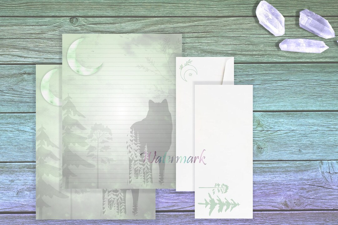 Wolf Forest Writing Paper Set Wolf Stationery Paper Letter Paper Forest ...
