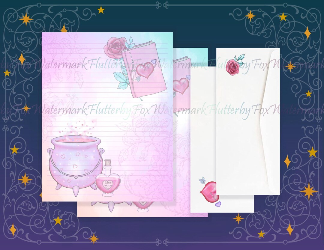 Love Potion Writing Paper Set | Cauldron Stationery | Valentine Paper ...
