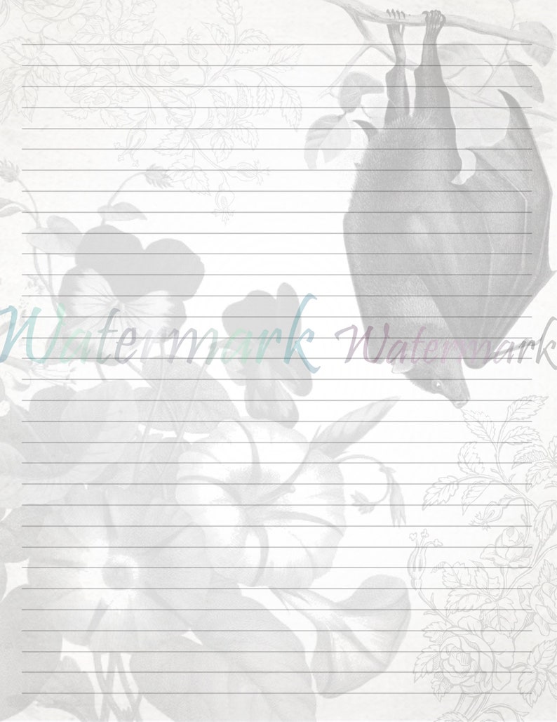 Floral Bat Writing Paper Set Bat Stationery Paper Gothic - Etsy