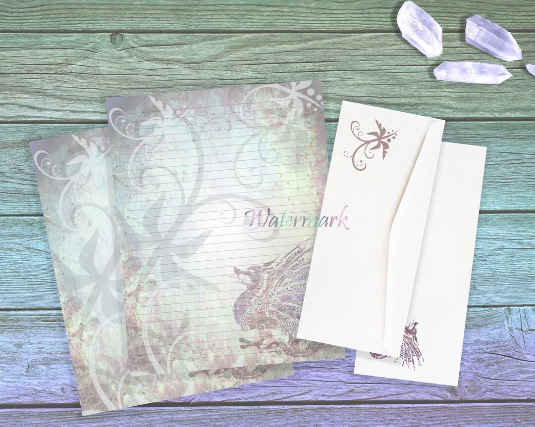 Medieval Dragon Stationery Set Pink Dragon Page Dragon Letter Paper ...