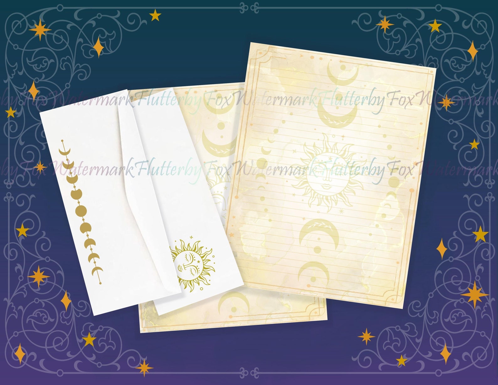 Sun Spell Writing Paper Set | Sun Letter Paper | Golden Stationery ...