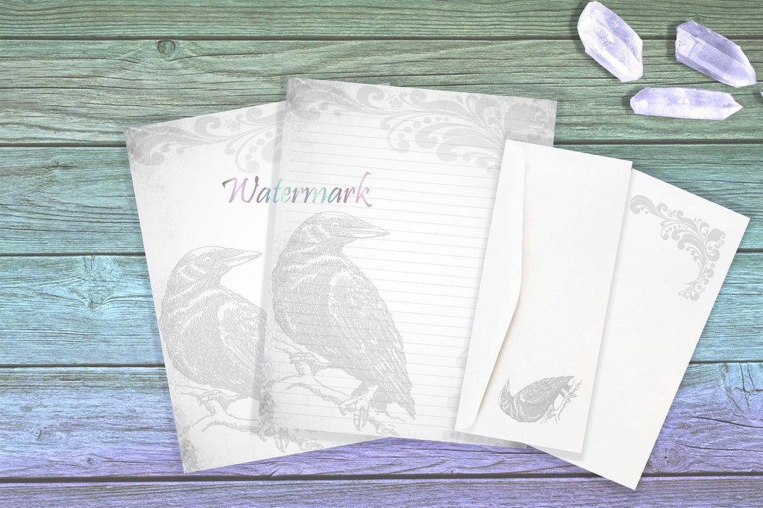 Grey Crow Writing Paper Set Crow Stationery Raven Writing Paper Crow ...