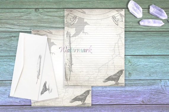 Raven Stationery Set Grey Writing Paper Crow Envelope - Etsy