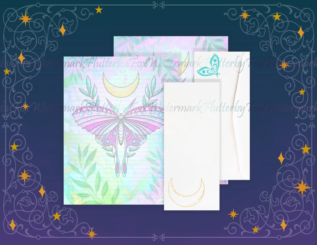Moon Moth Stationery Set | Moth Writing Paper | Magic Moth Letter Paper ...