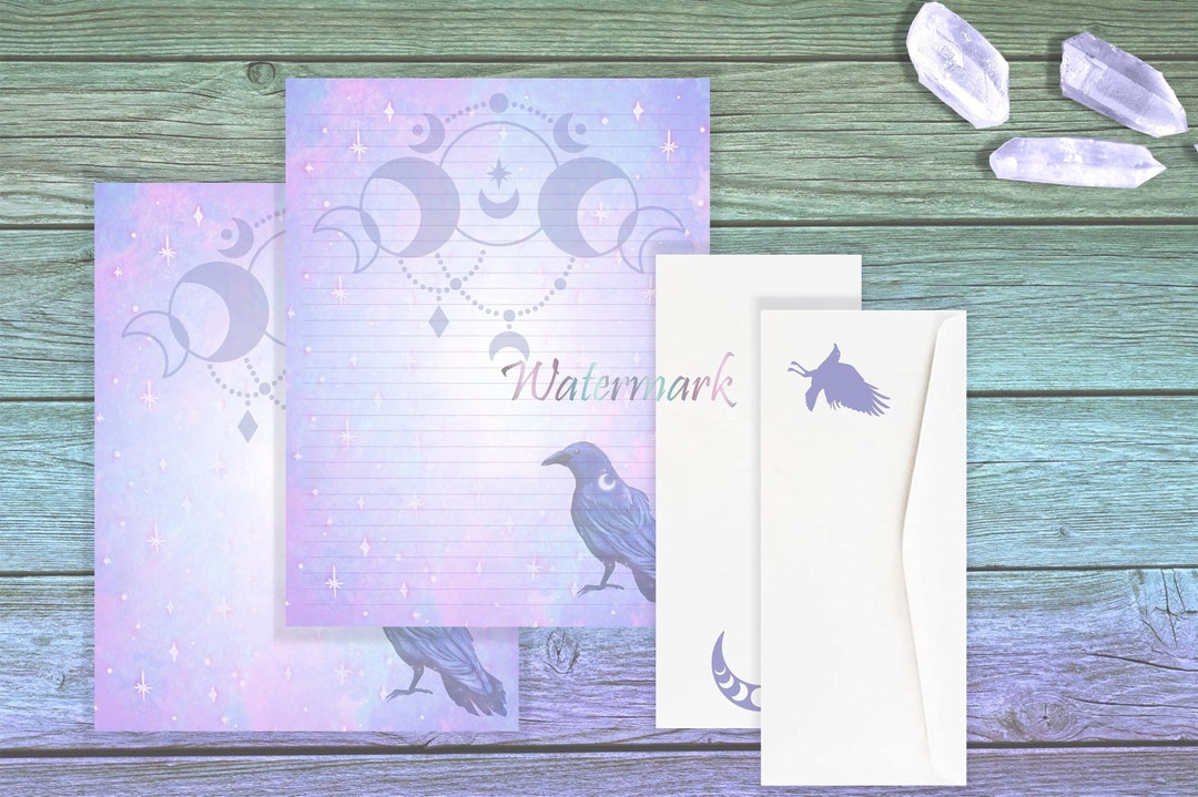 Moon Raven Writing Paper Crow Stationery Set Raven Letter Paper Moon ...