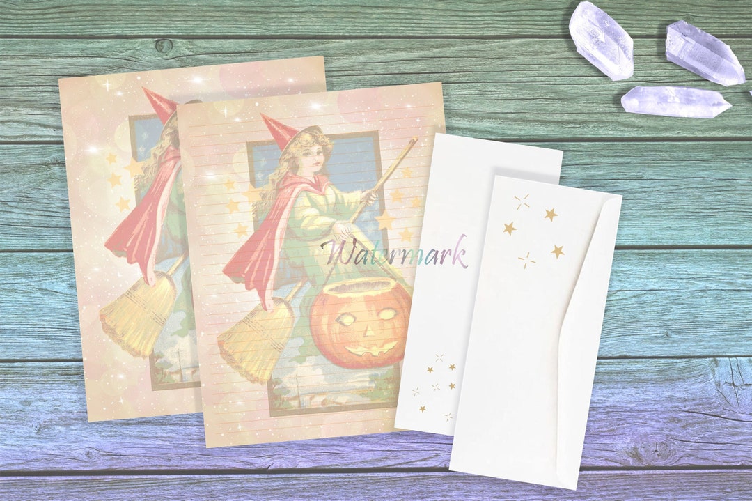 Halloween Witch Writing Paper | Halloween Stationery Set | Vintage ...