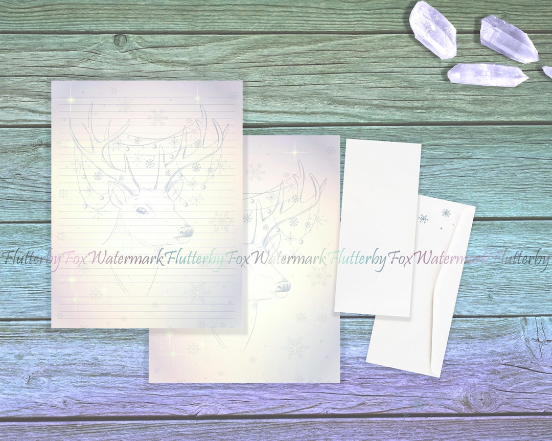 Yule Deer Writing Paper Deer Stationery Set Fantasy Deer Set Christmas ...