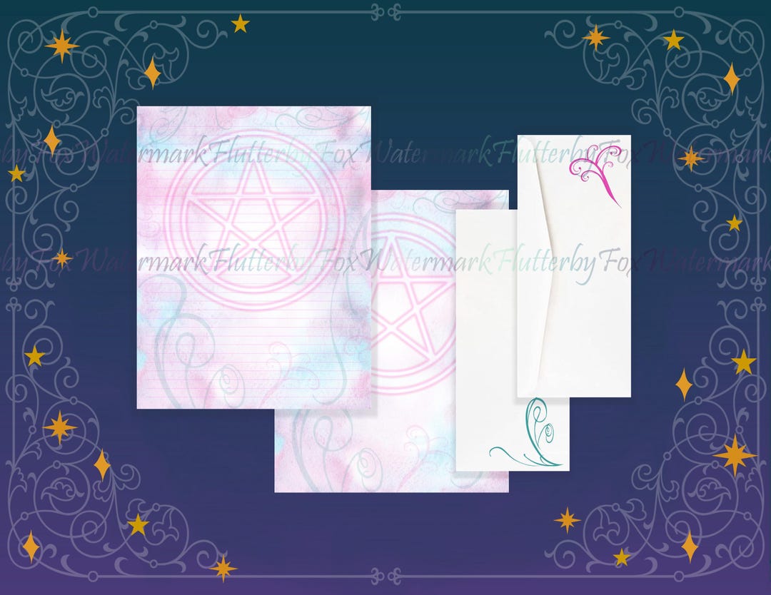 Neon Pentacle Stationery | Pentagram Writing Paper | Witchy Stationery ...