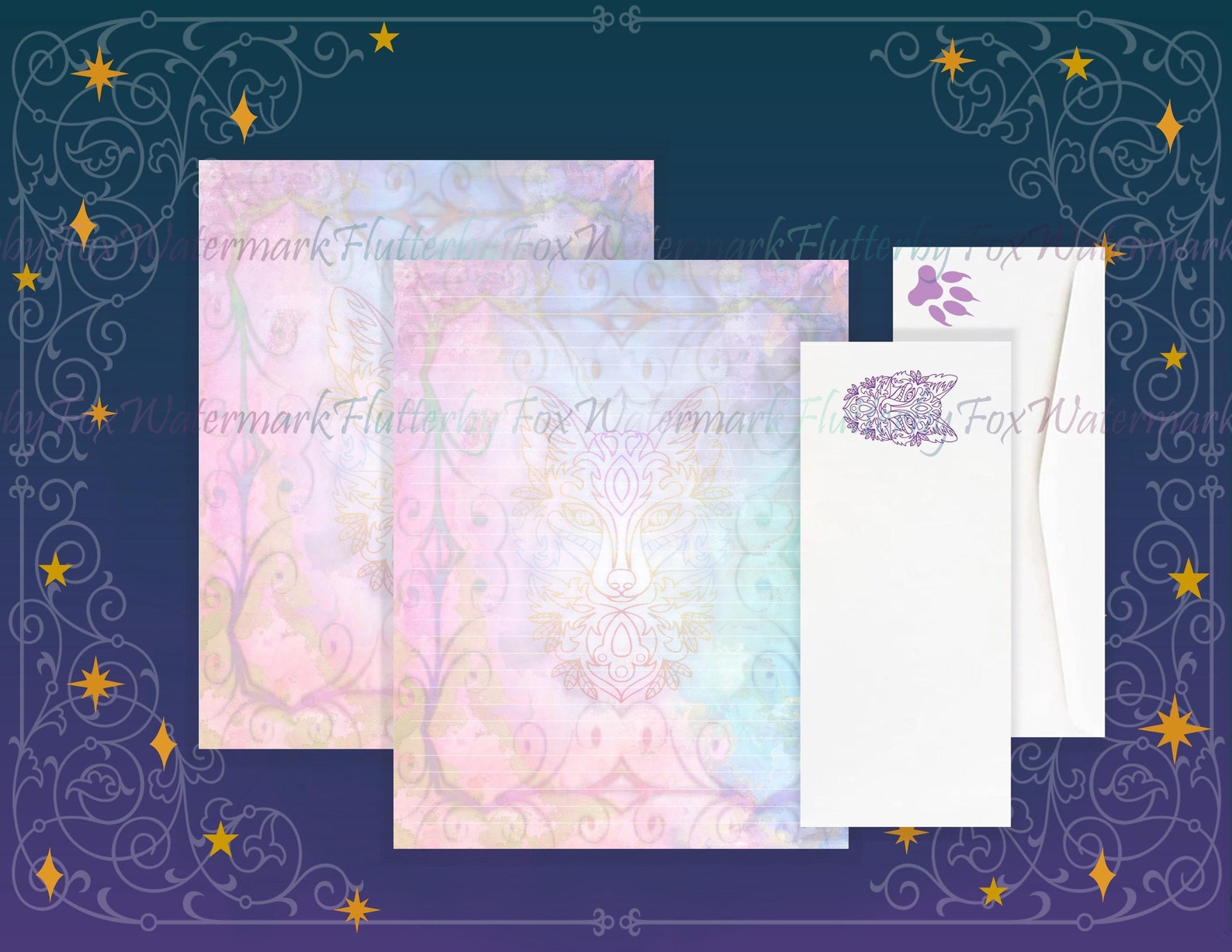 Rainbow Wolf Writing Paper | Wolf Letter Paper | Spirit Animal ...