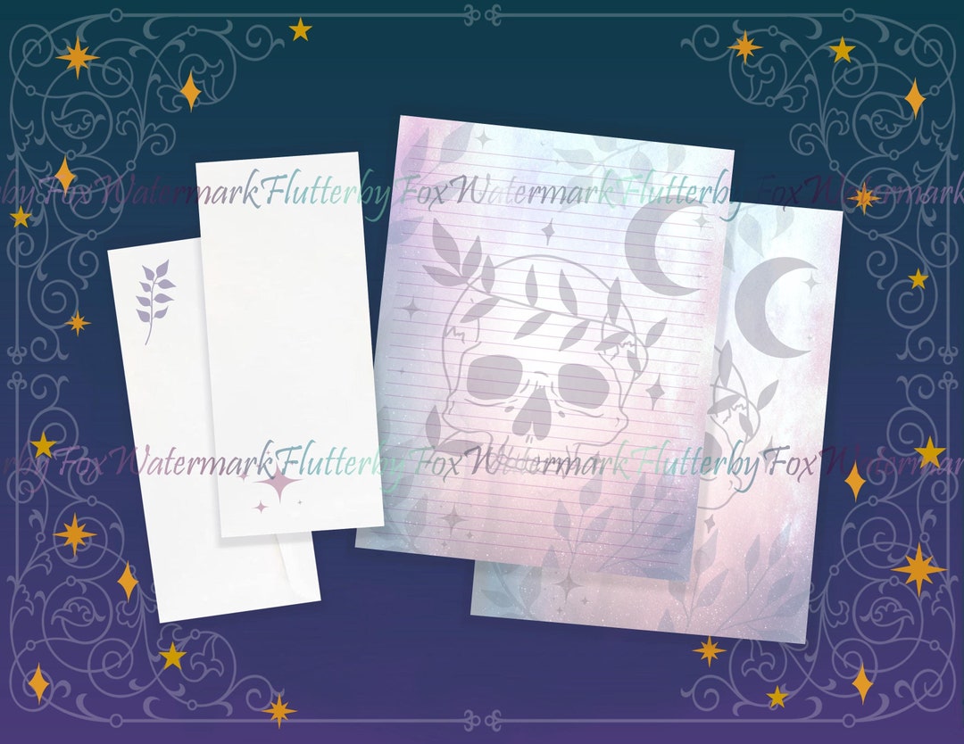 Vampire Skull Stationery Set | Spooky Pastel Writing Paper | Skull ...