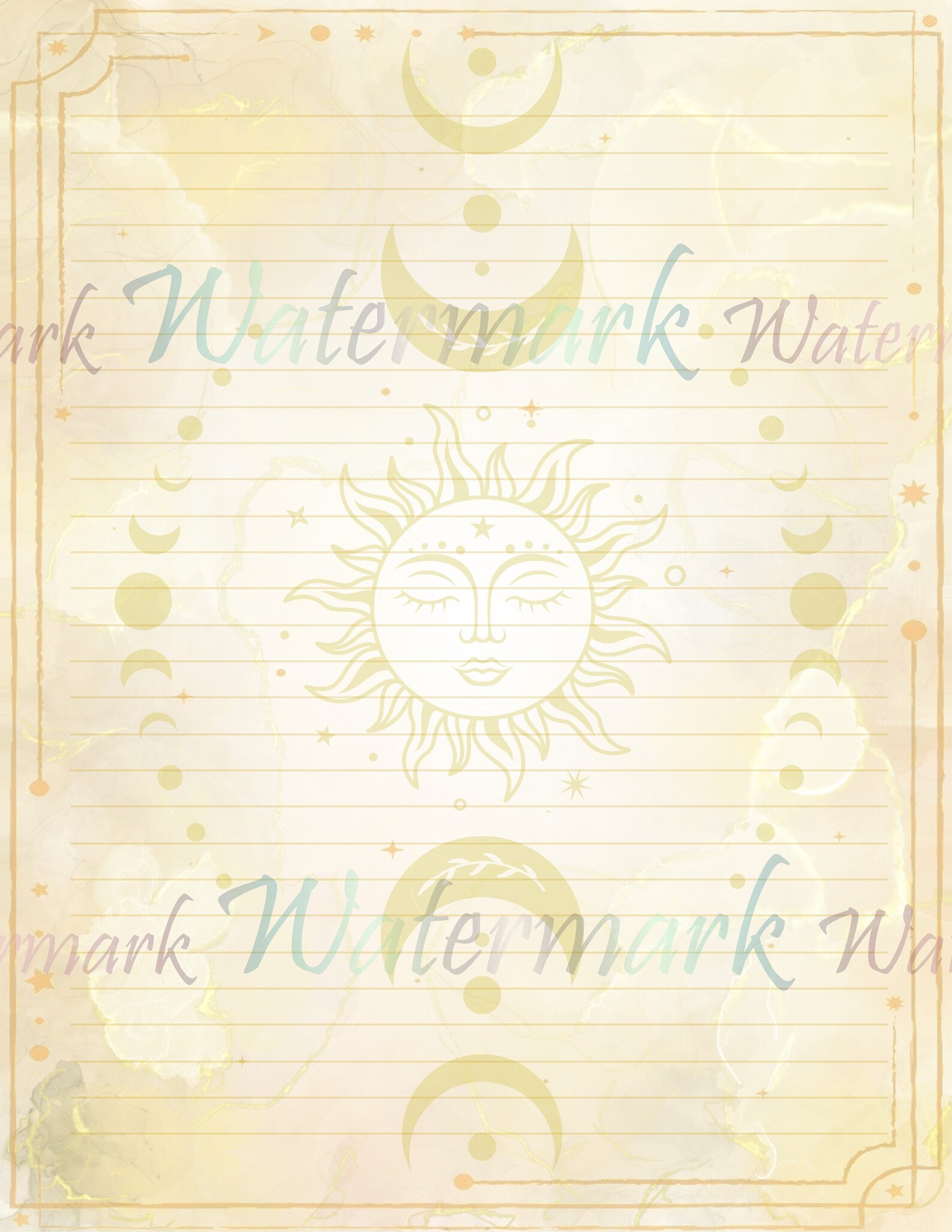 Sun Spell Writing Paper Set | Sun Letter Paper | Golden Stationery ...