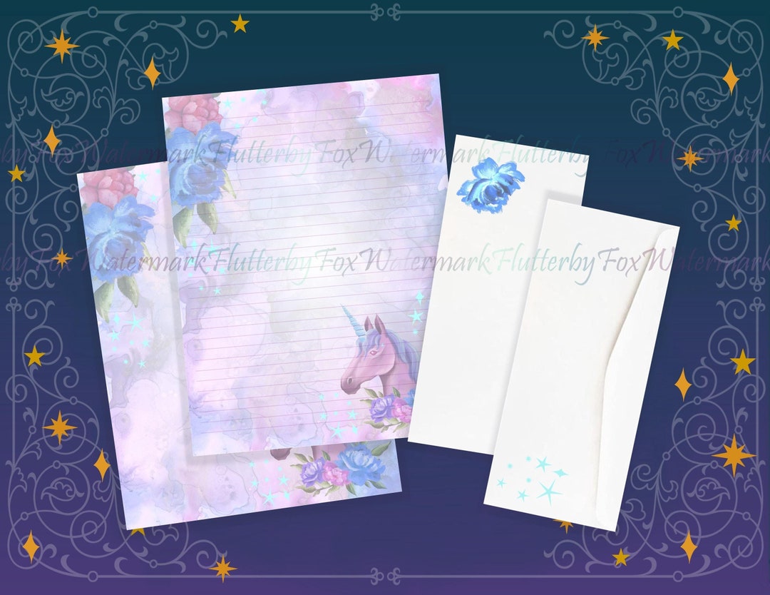 Floral Unicorn Writing Paper | Unicorn Letter Paper | Stationery Set ...