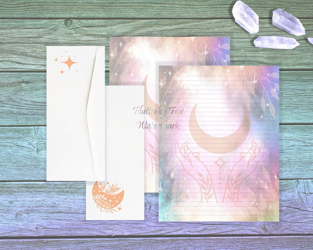 Cosmic Hands Stationery Set Witchy Writing Paper Witch Stationery Moon ...