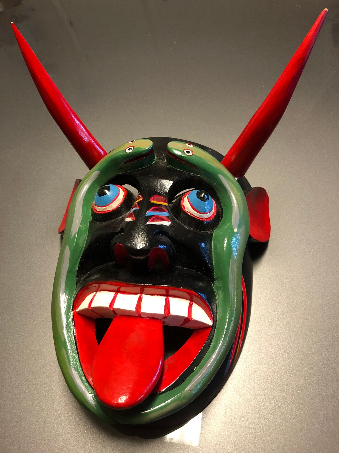 Horned Folk Mask Hand-carved Wood Mask - Etsy