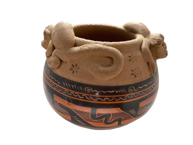 Fine Master Pottery Native Costa Rica Bowl | 3D Monkeys Naturalistic ...