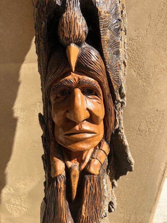 Vintage Native American Indian Wood Carving Spirit | Etsy