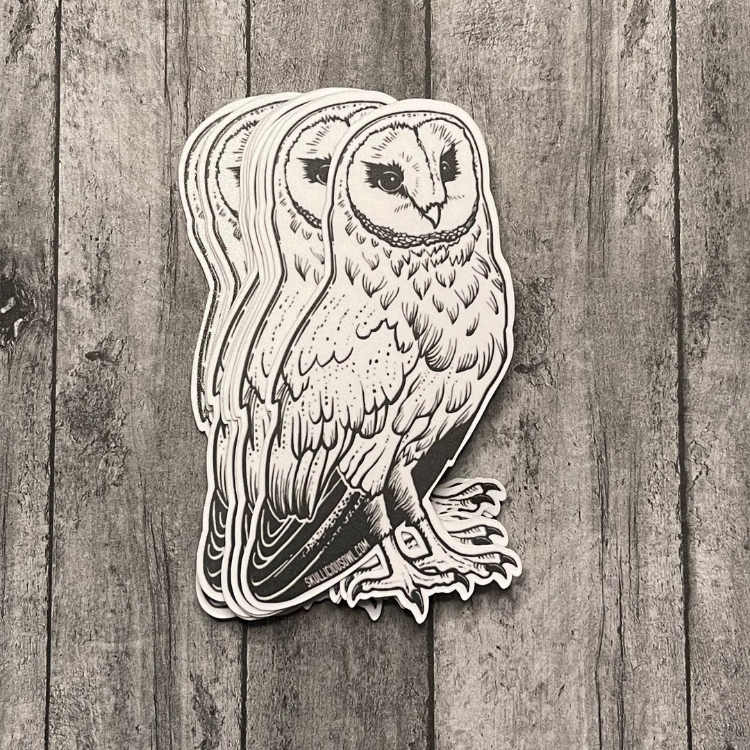 Barn Owl Sticker | Owl Vinyl Sticker | Owl Tattoo Art Sticker | Owl ...