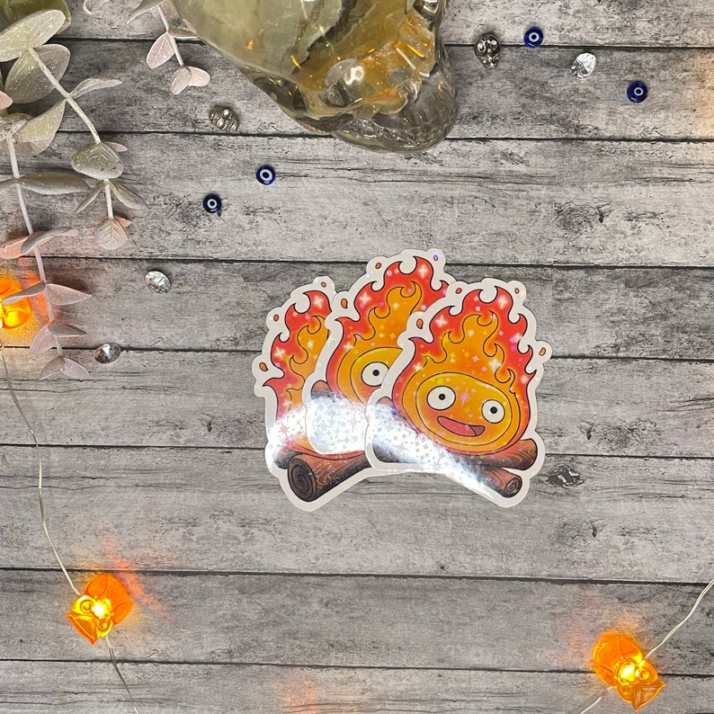 Calcifer Fire Demon Sticker | Howls Fire Demon Sticker | Anime Fire ...