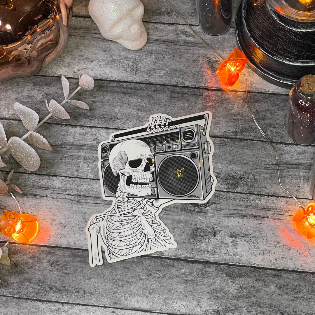 Boom Box Skull Sticker | Vinyl Sticker | Transparent Sticker | Funny ...