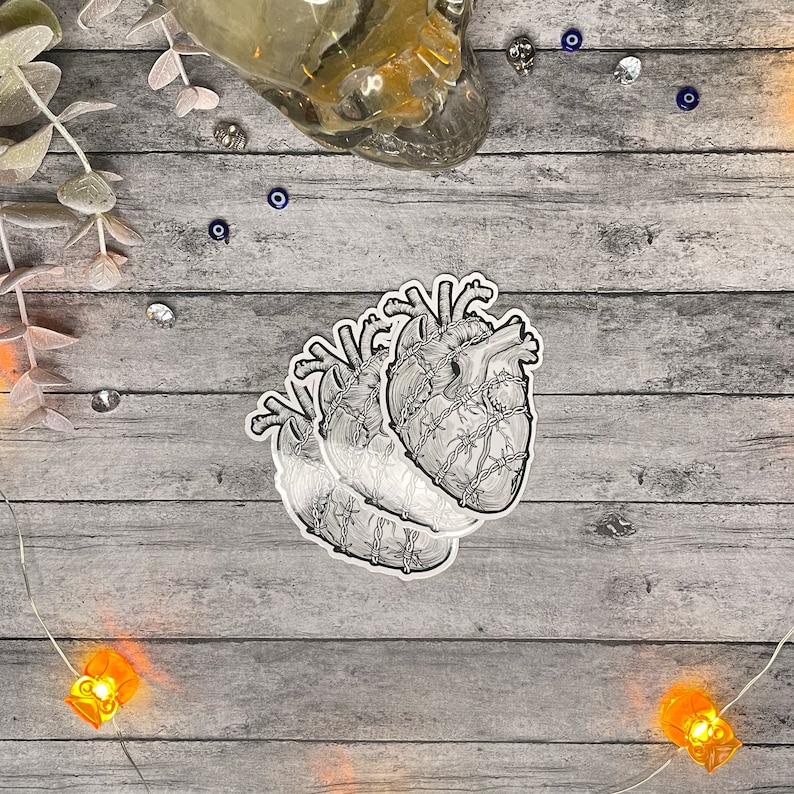 Anatomical Heart Barbed Wire Sticker | Tattoo Art Style Anatomical ...