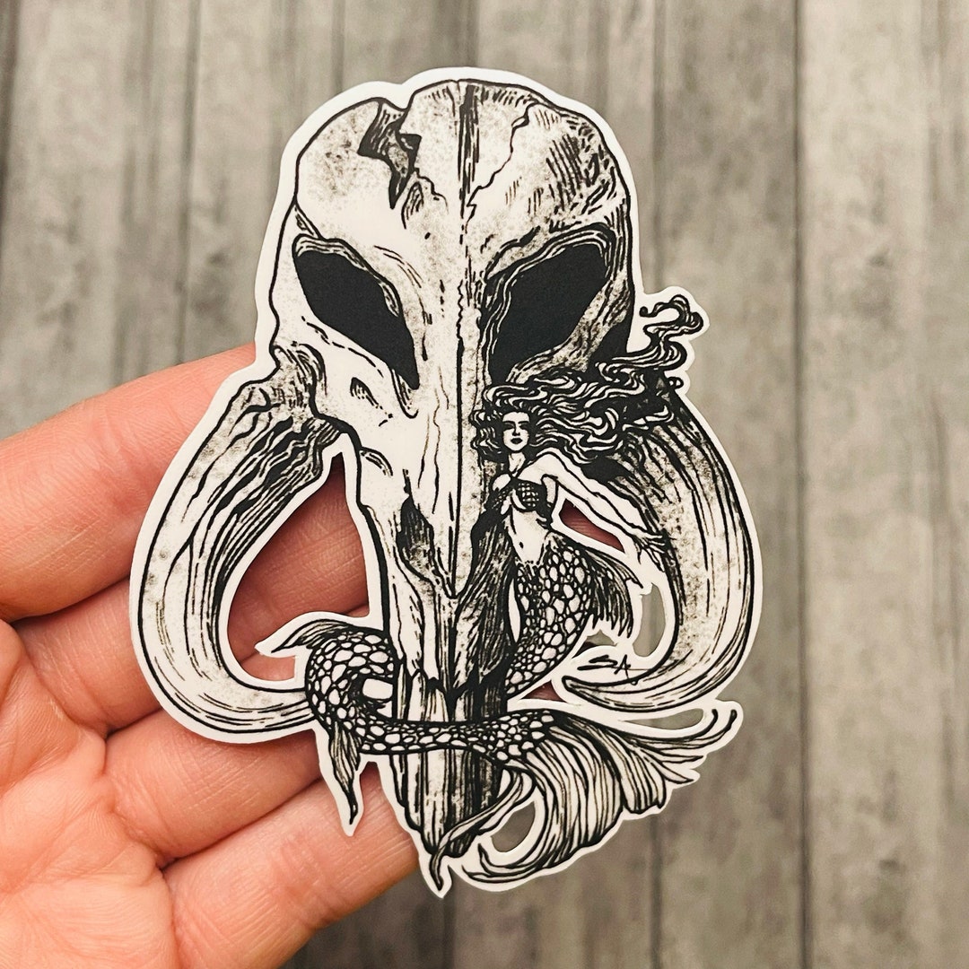 Mythosaur Skull & Mermaid Sticker | Mythosaur Sticker | Mandalore ...
