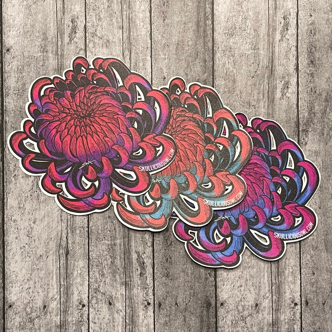 Chrysanthemum Sticker Chrysanthemum Tattoo Design Mums Sticker Red ...
