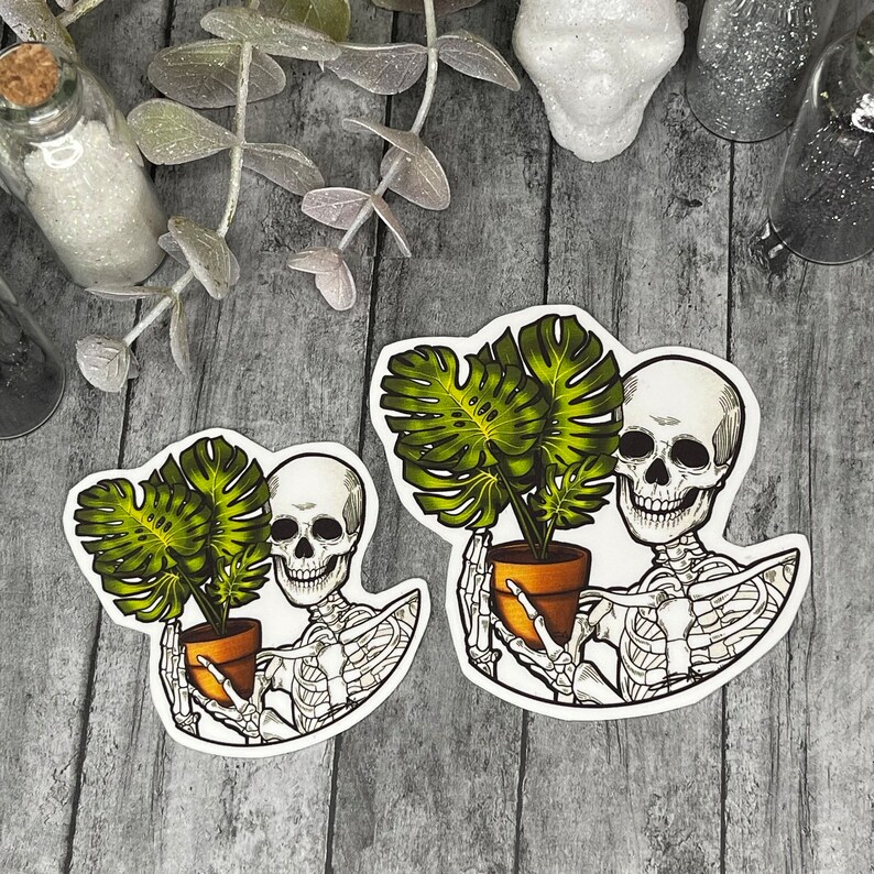 Monstera Leaf Sticker | Skullicious Monstera Skeleton | Monstera ...