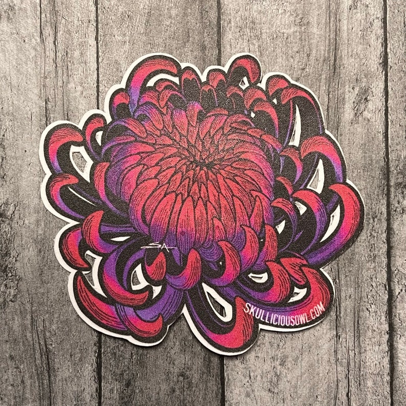 Chrysanthemum Sticker Chrysanthemum Tattoo Design Mums Sticker Red ...