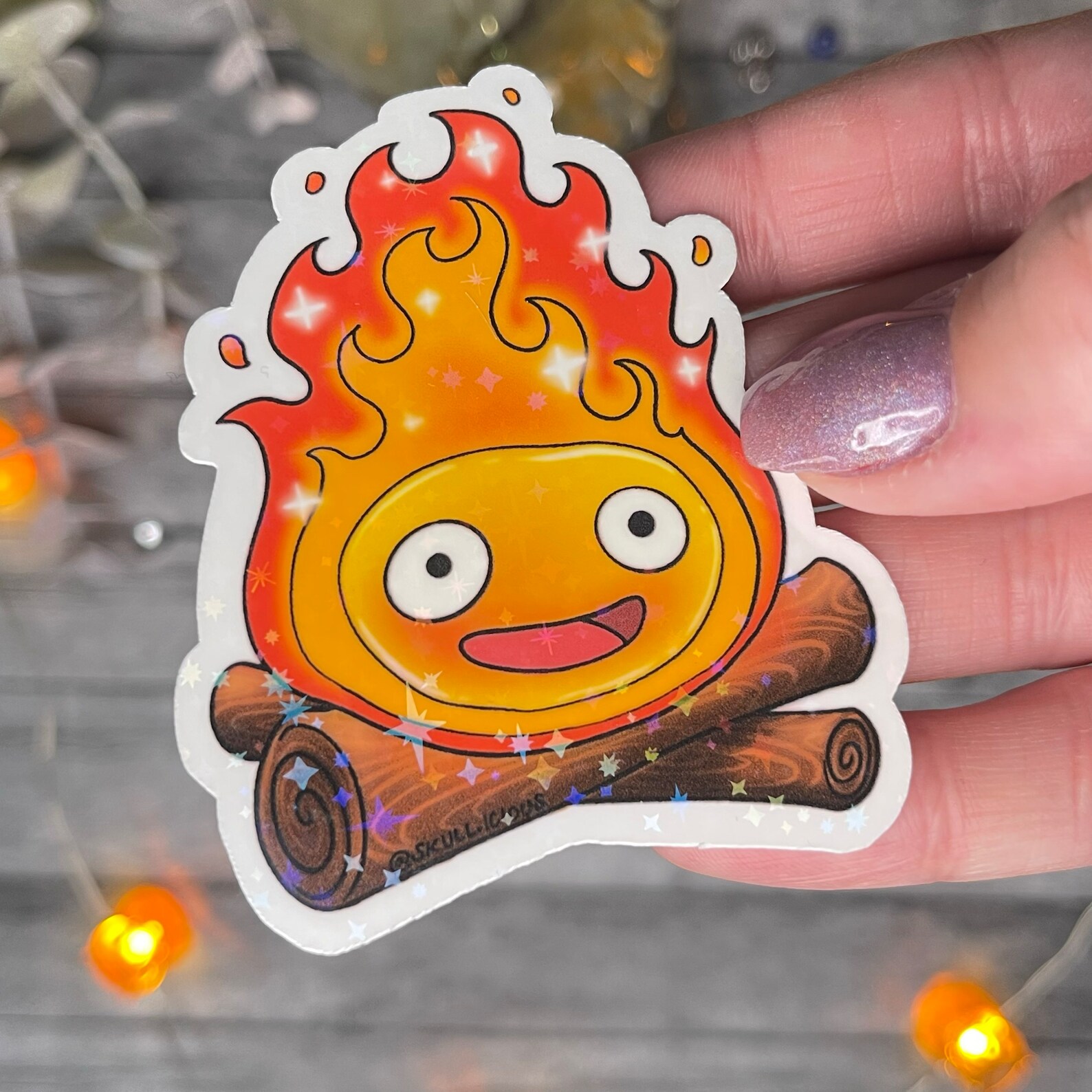 Calcifer Fire Demon Sticker | Howl's Moving Castle, Glitter Anime - Etsy
