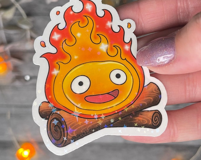 Calcifer Fire Demon Kawaii Happy Fire Sticker Studio Ghibli Gift for ...